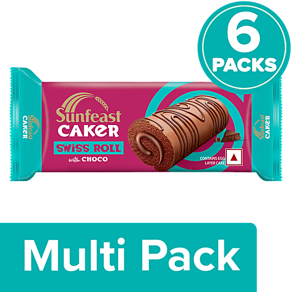 Buy Sunfeast Caker Swiss Roll Cake - Chocolate Online at Best Price of ...