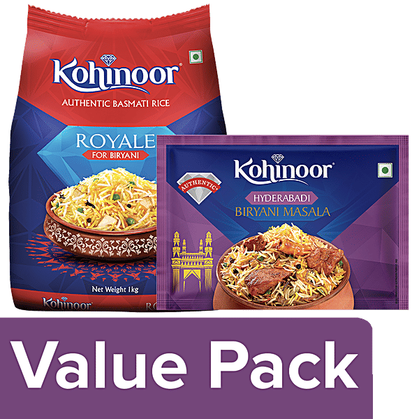Buy Kohinoor Basmati Rice- Royale 1 kg + Ready Masala- Hyderabadi ...