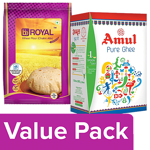 Buy bb Combo Amul Ghee 500 ml + BB Royal Superior Chakki Wheat Atta ...
