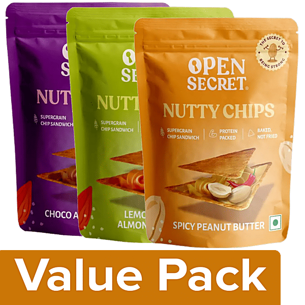 Buy Open Secret Assorted-Baked Multigrain Nutty Chips. Almond & Peanut ...