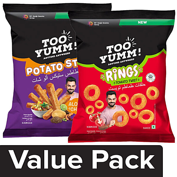 Buy Too Yumm! Aloo Chat Potato Stix + Tomato Twist Rings, 70 g Each ...