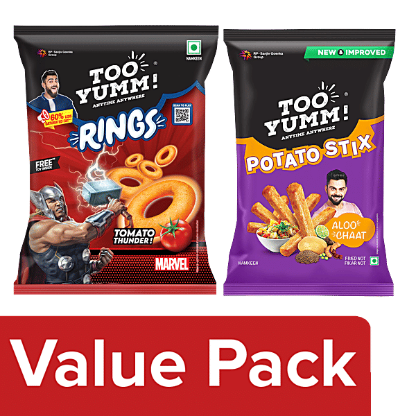 Buy Too Yumm! Aloo Chat Potato Stix + Tomato Thunder Rings, 70 g Each ...