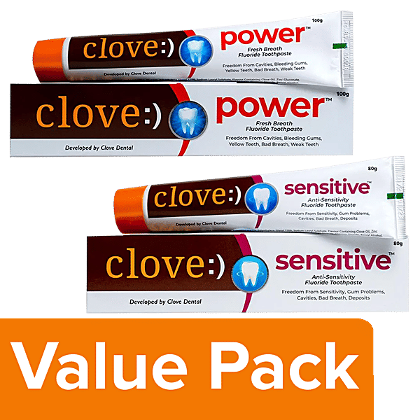 Buy Clove Power - Fresh Breath Fluoride Toothpaste 100 g + Sensitive ...