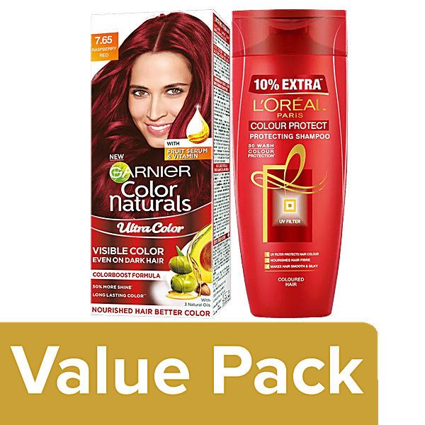 Buy bb Combo Garnier Hair Color Raspberry Red (55ml + 50g) + Loreal ...