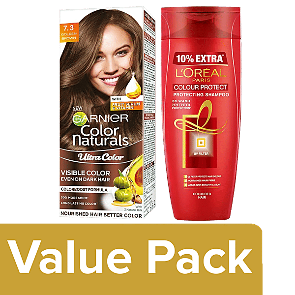 Buy bb Combo Garnier Ultra Hair Color Golden Brown (55ml + 50g ...