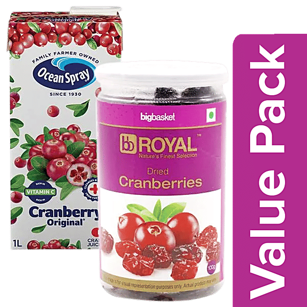 Buy bb Combo Ocean spray cranberry 1000Ml+bb Royal cranberries 100g Online at Best Price of Rs ...