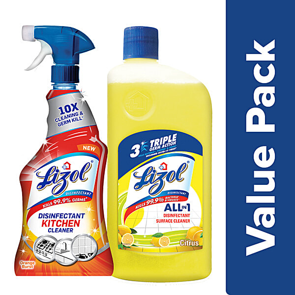 Buy Lizol Disinfectant Floor Cleaner, Citrus 975 ml + Kitchen Power ...
