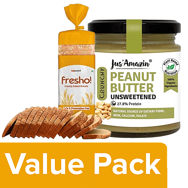 Buy bb Combo Fresho Whole Wheat Bread 400 g + Jus Amazin Crunchy ...