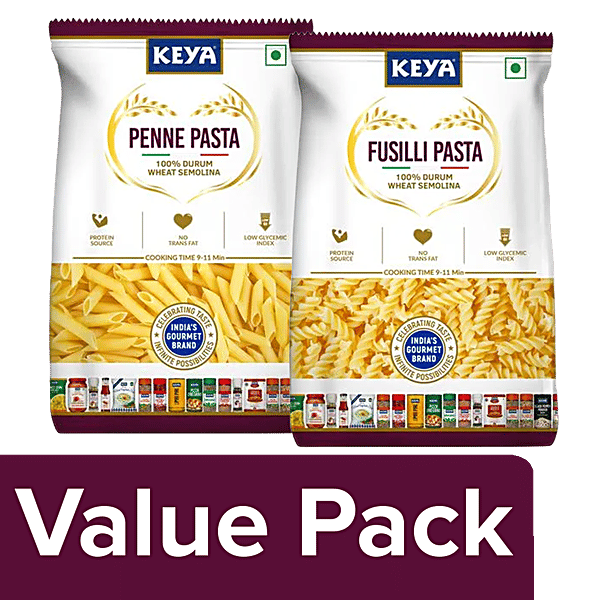 Buy Keya Penne Pasta, 400 g + Fusilli Pasta, 400 g Online at Best Price ...
