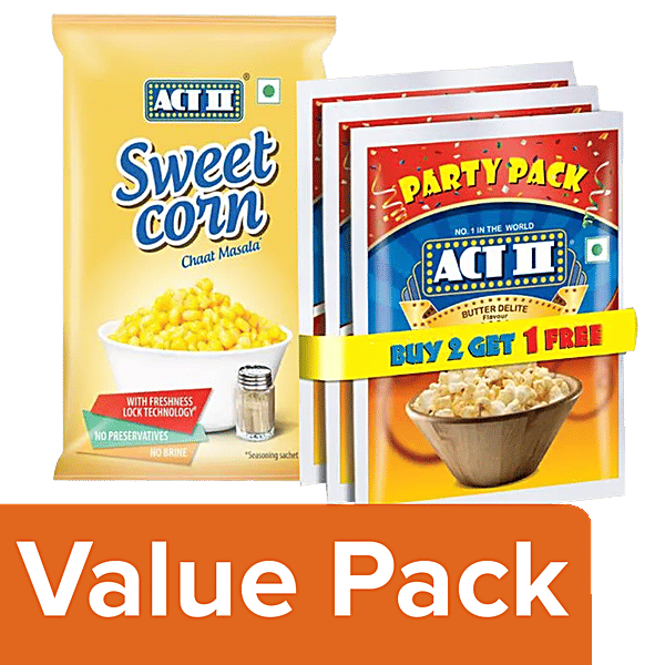 Buy ACT II Sweet Corn-Chaat Masala,121.5 g+Instant Popcorn Value Pack ...