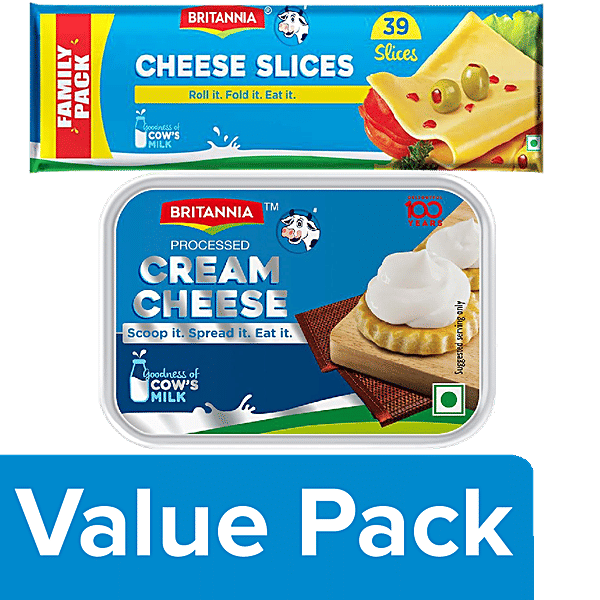 Buy Britannia Cheese Slices - Made From Cow Milk 663 g + Cheese Spread ...