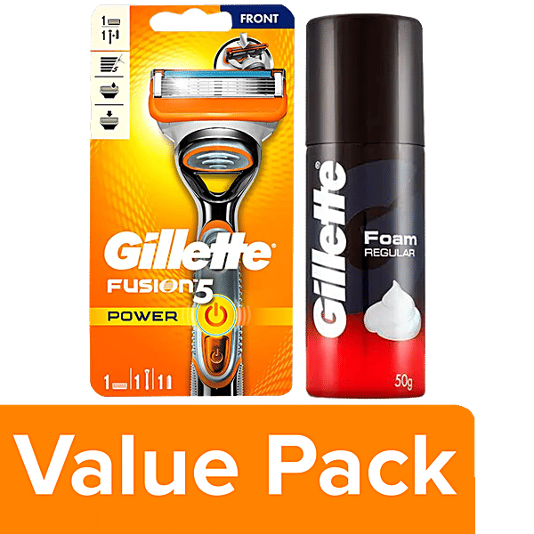 Buy Gillette Fusion 5 Power Shaving Razor 1 pc + Pre Shave Foam ...