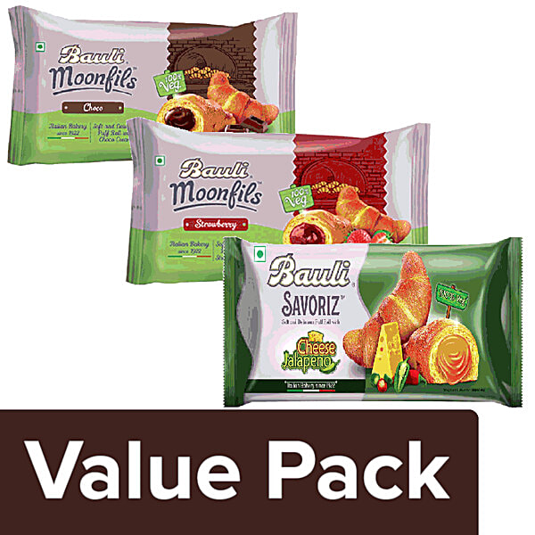 Buy Bauli Moonfils Veg - Choco 45 g + Strawberry 45 g + Savoriz - Soft ...