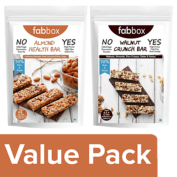 Buy Fabbox Health Bar -Loaded With Almonds, High Protein 60 g + Walnut ...