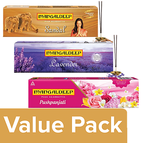 Buy Mangaldeep Sandal + Pushpanjali Flowers of Devotion + Lavender ...