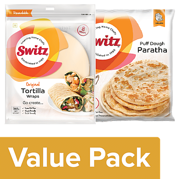 Buy Switz Tortilla Wraps - Original, Vegan Friendly 360 g + Paratha ...