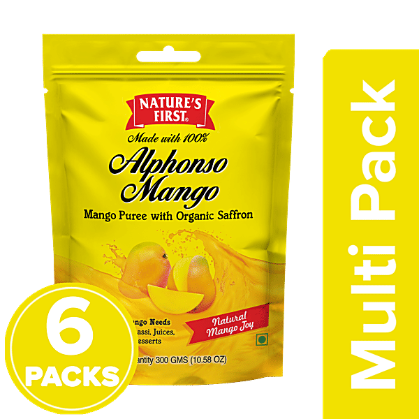 Buy Nature's First Alphonso Mango Puree - With Organic Saffron, Sugar ...