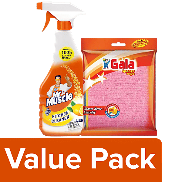 Buy bb Combo Mr Muscles Kitchen Cleaner, Lemon, 450 ml + Gala Sponge ...
