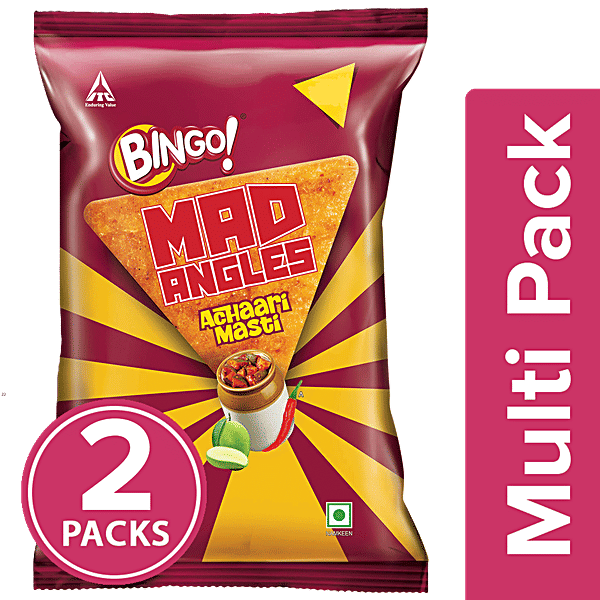 Buy Bingo! Mad Angles Achaari Masti - Mango Pickle Flavour Crunchy Triangle Chips Pack Online at ...