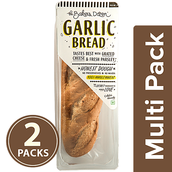 Buy The Baker's Dozen Garlic Bread - 100% Wholewheat Online at Best Price of Rs 174.99 - bigbasket