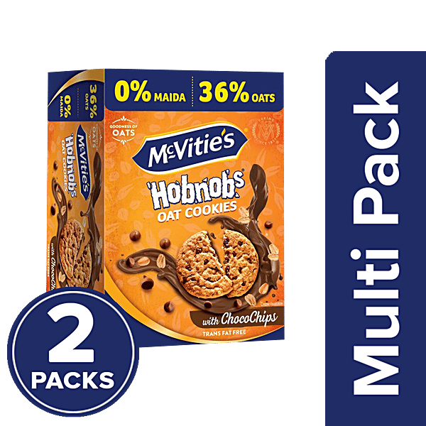 Buy McVitie's Hobnobs Oat Cookies With Chocochips - 0% Maida, Trans Fat ...