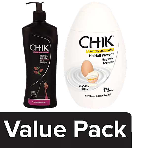 Buy Chik Chik Thick & Glossy Shampoo + Chik Protein Solutions Hairfall ...