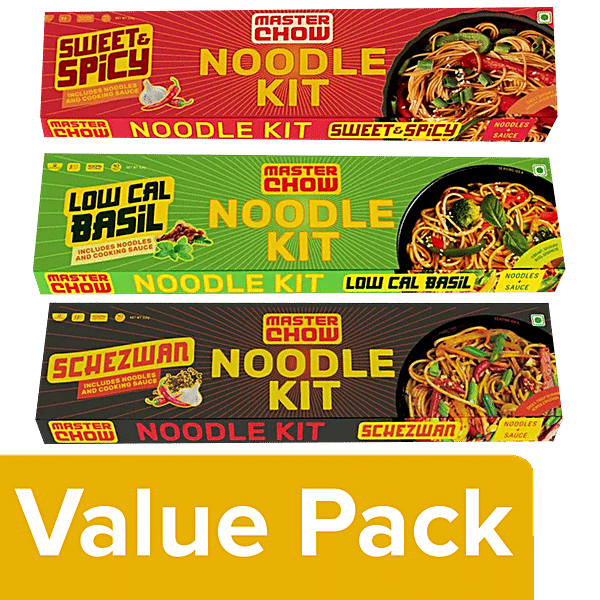 Buy MasterChow Variety Noodle Kit - Schezwan + Basil + Sweet & Spicy ...