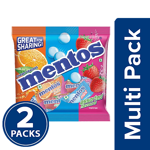Buy Mentos Rainbow Assorted Flavour Chewy Candy, 40 Pcs (Pack Of 2 ...
