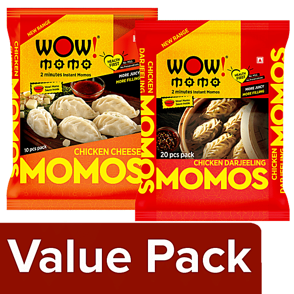 Buy Wow! Momo Chicken Darjeeling Momos, 20 pcs + Chicken Cheese Momos ...