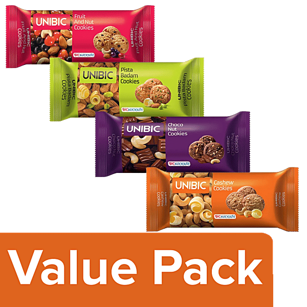 Buy UNIBIC Cookies - Fruit & Nut + Pista Badam +Choco Nut Cookies ...