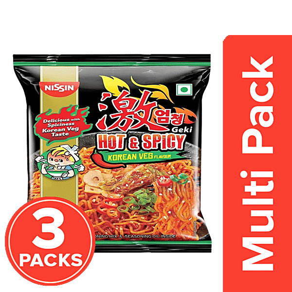 Buy Nissin Geki - Hot & Spicy Korean Veg Flavoured Ramen Instant Noodles Online at Best Price of ...