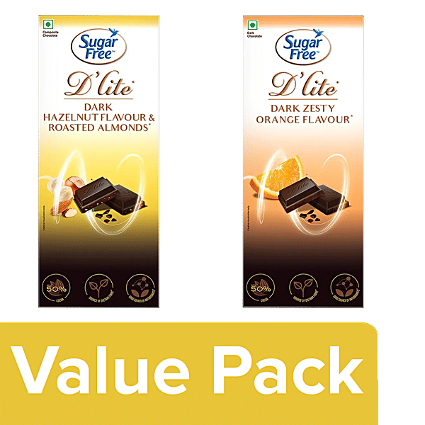 Buy Sugar Free D'lite Dark Chocolate Bar - Hazelnut & Almonds ...