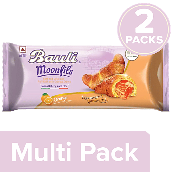 Buy Bauli Moonfils - Orange Cream, Centre Filled Puff Rolls, Italian ...