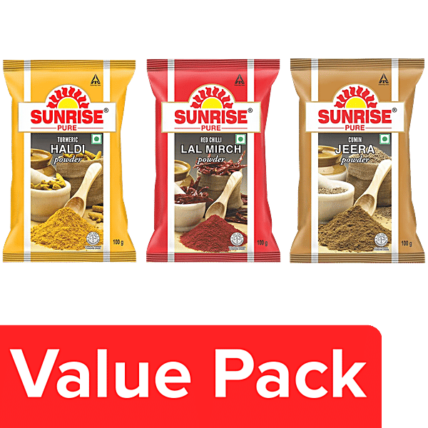 Buy Sunrise Pure Turmeric Powder 100g + Red Chilli Powder 100g + Cumin ...