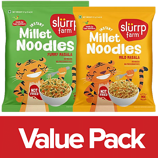 Buy Slurrp Farm Slurrp Farm Instant Millet Noodles- Mild Masala & Yummy ...