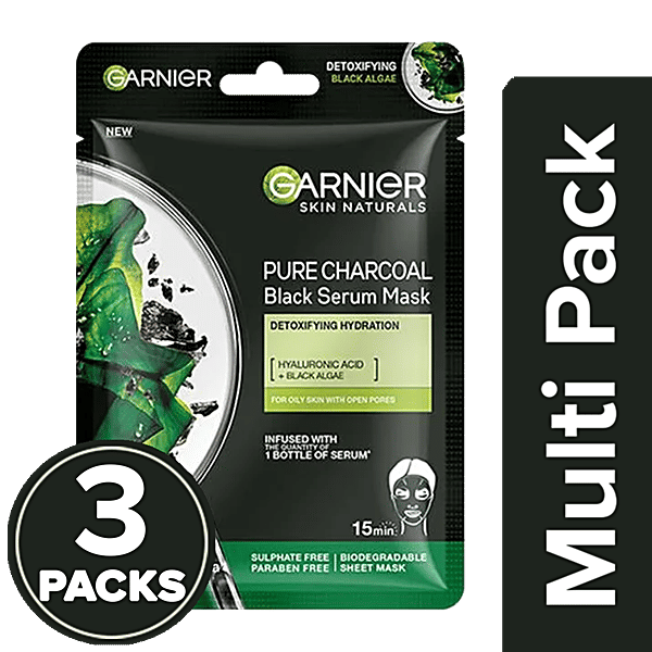 Buy Garnier Pure Charcoal Black Serum Face Sheet Mask - For Oily Skin ...