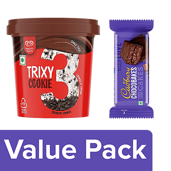 Buy bb Combo Kwality Walls Frozen Dessert Trixy Cookie 110 ml + Cadbury ...