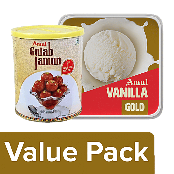 Buy Amul Gulab Jamun 1 Kg + Ice Cream Gold, Vanilla 1 L Online at Best ...