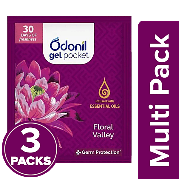 Buy Odonil Gel Pocket - Floral Valley, Long Lasting Fragrance, Provides ...