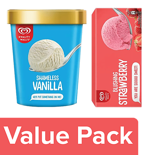 Buy Kwality Wall's Frozen Dessert - Strawberry + Shameless Vanilla ...