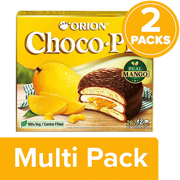 Buy Orion Choco Pie - Centre Filled Biscuit, Real Mango Flavour Online ...