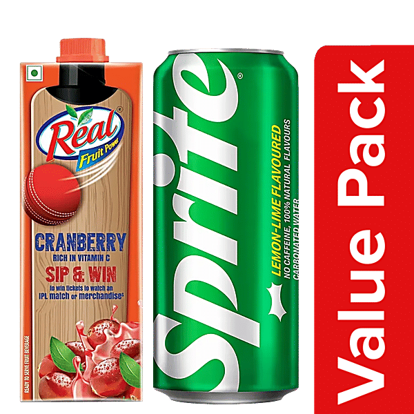 Buy bb Combo Real Fruit Power Cranberry Juice,1L + Sprite Soft Drink ...