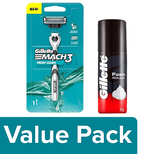 Buy Gillette Gillette Mach 3 Manual Shaving Razor 1 pc + Pre-Shave Foam ...