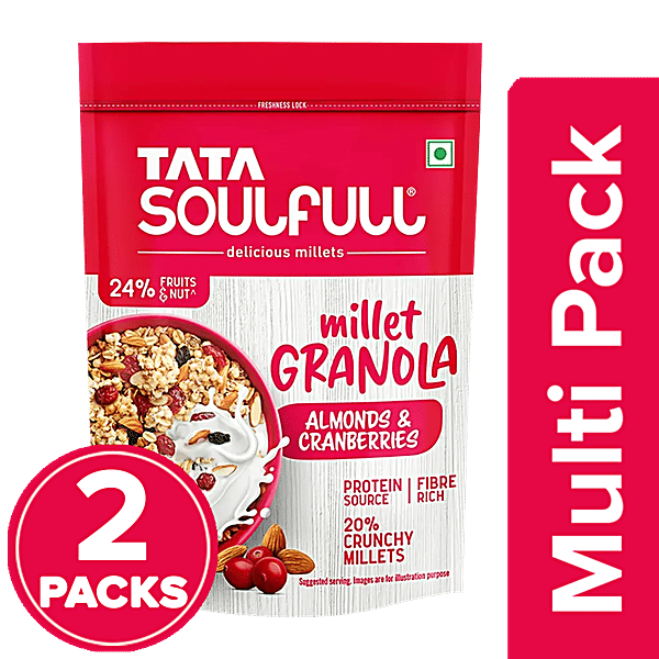 Buy Tata Soulfull Millet Granola, Almonds & Cranberries, Breakfast ...