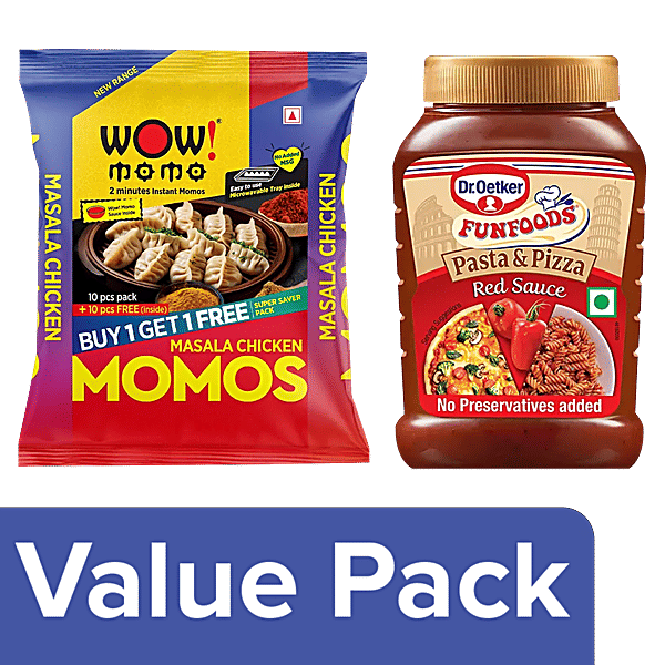 Buy bb Combo Wow! Momo Masala Chicken Momos 20 pcs + Dr. Oetker ...