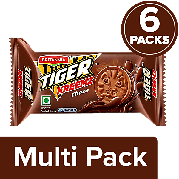 Buy Britannia Tiger Kreemz - Chocolate Cream Biscuits, Teatime Snack ...