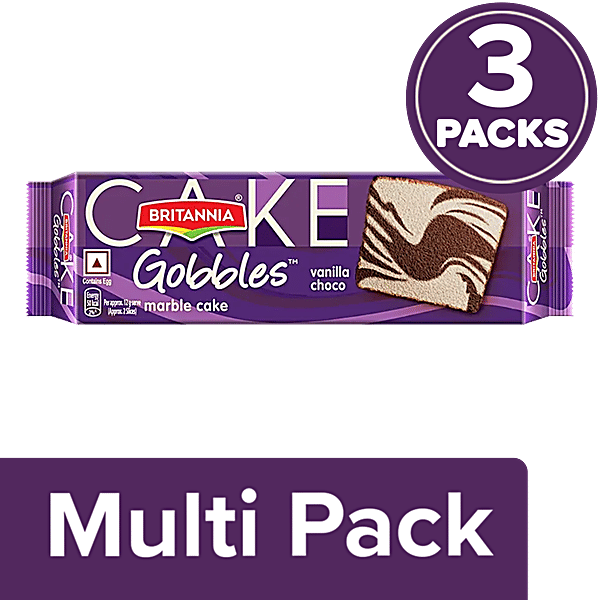 Buy Britannia Gobbles Marble Cake - Choco Vanilla, Soft & Fluffy Snack ...