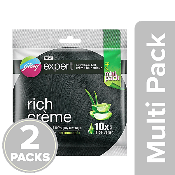 Buy Godrej Expert Rich Creme Hair Colour - Natural Black, Long-Lasting ...