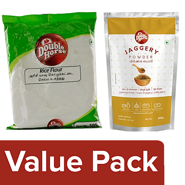 Buy Double Horse White Rice Flour + Jaggery Powder Online at Best Price ...