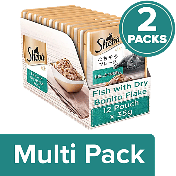 Buy Sheba Rich Premium Fish with Dry Bonito Adult (1+ Years) Wet Cat ...